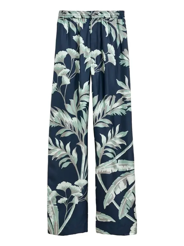 Billy Reid Tropical Oasis Silk Lounge Pants - Navy