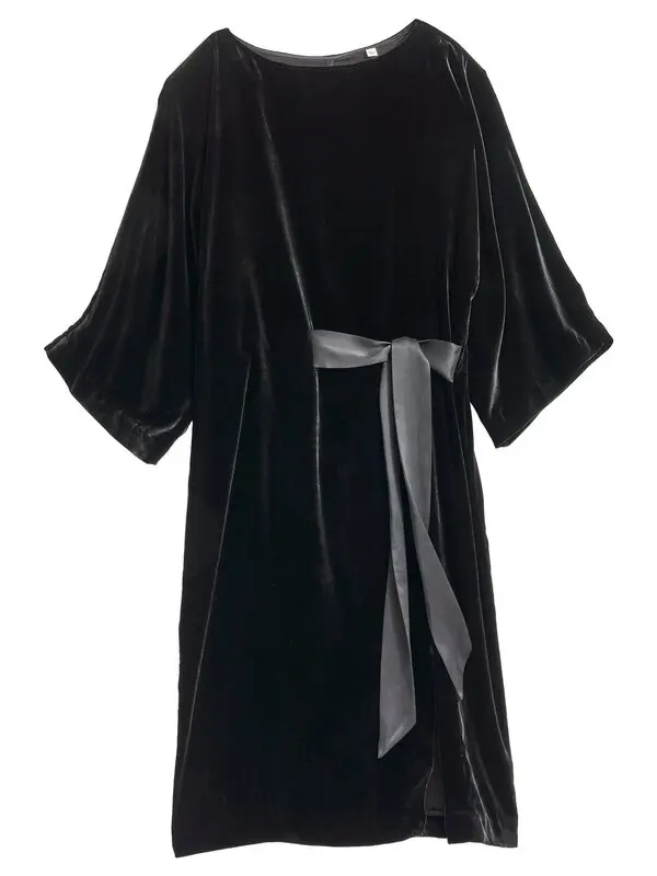 Billy Reid Velvet Tie Waist Dress - Black