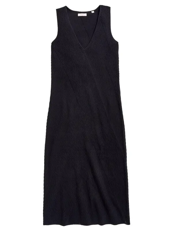 Billy Reid Ribbed V-neck Midi Dress - Black