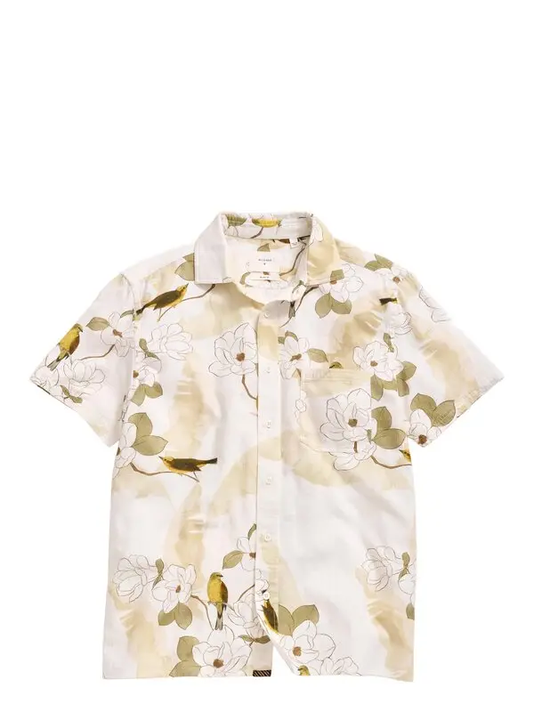 Billy Reid Short Sleeve Grid Yellowhammer Treme Shirt - White