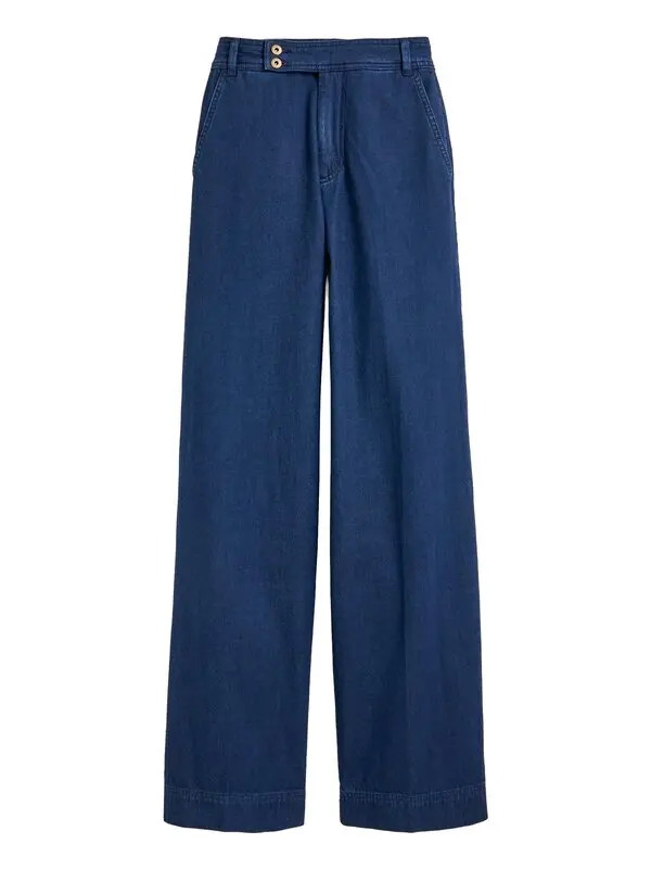 Billy Reid Denim Wide Leg Trousers - Navy
