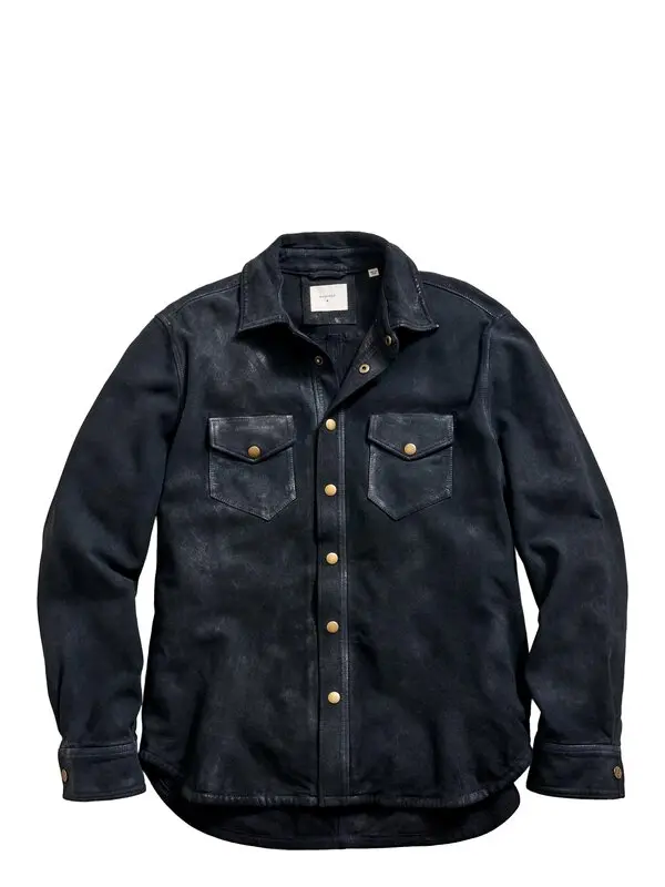 Billy Reid Savoy Waxed Suede Workshirt - Navy