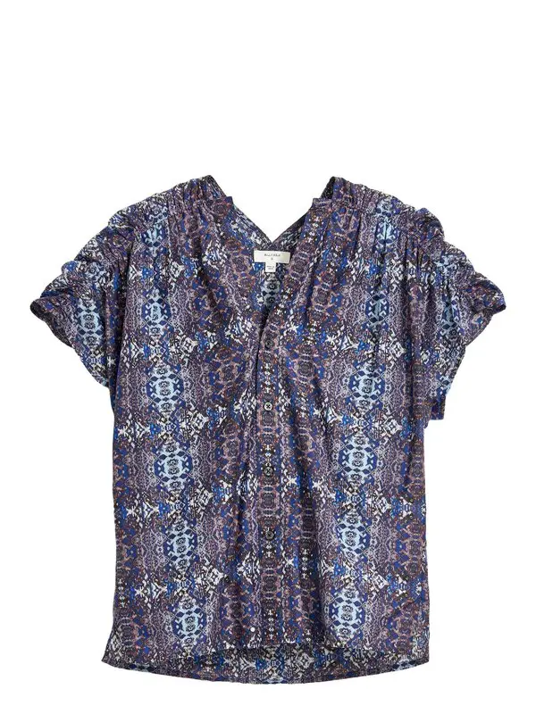 Billy Reid Printed Cotton-silk Blend Blouse - Blue
