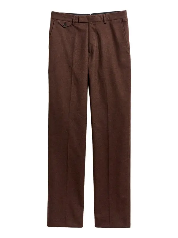 Billy Reid Flannel Flat Front Trousers - Chocolate Heather
