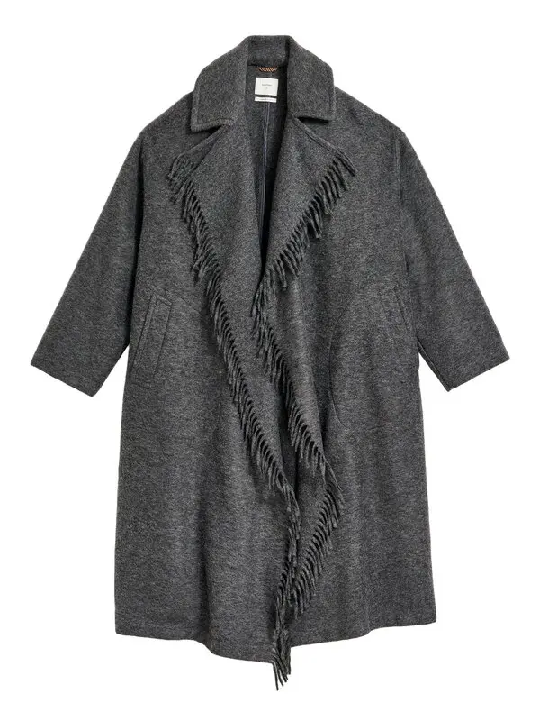 Billy Reid Long Blanket Fringe Coat - Grey