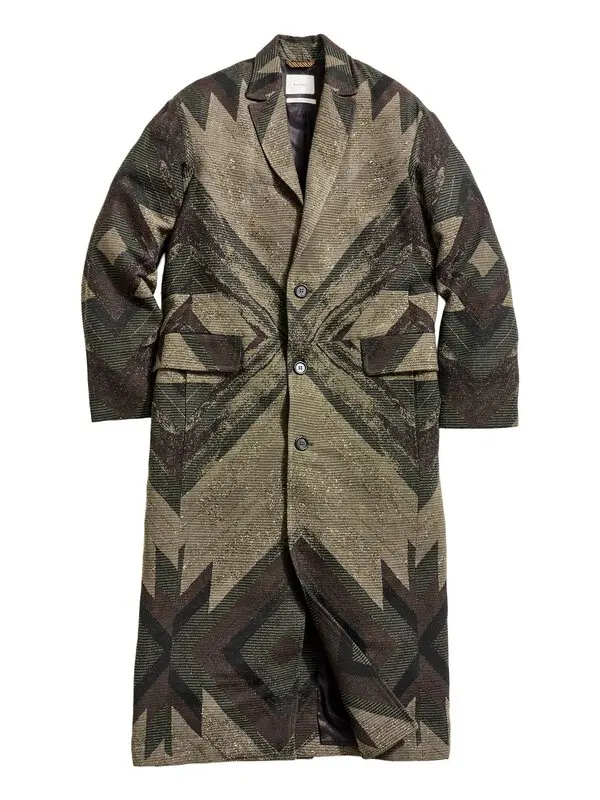 Billy Reid Plank Jacquard Overcoat - Navy Multi