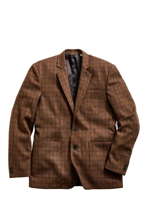 Billy Reid Virgin Wool Houndstooth Notch Lapel Blazer - Brown Multi