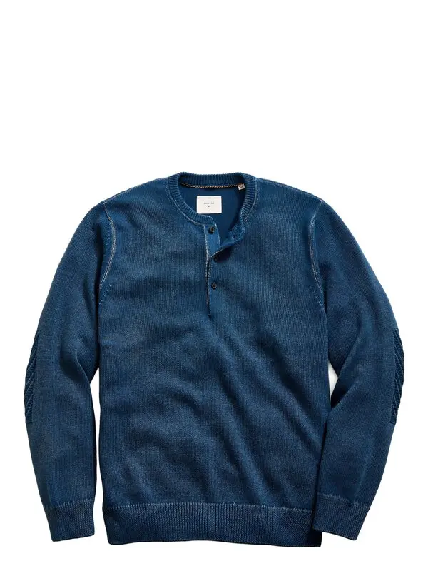 Billy Reid Gart-dyed Henley Sweater - Tide Blue