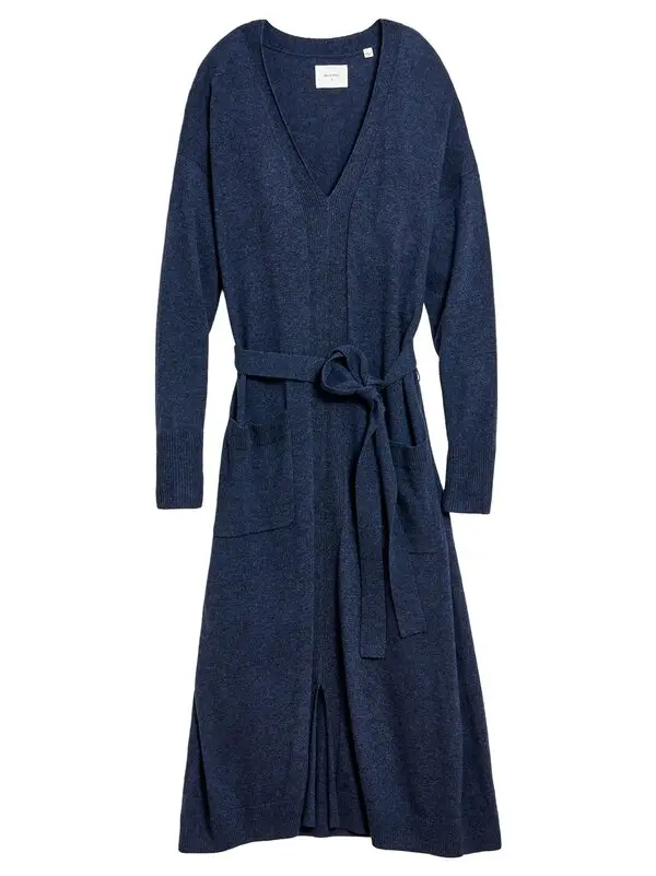 Billy Reid V-neck Long Sleeve Sweater Dress - Blue