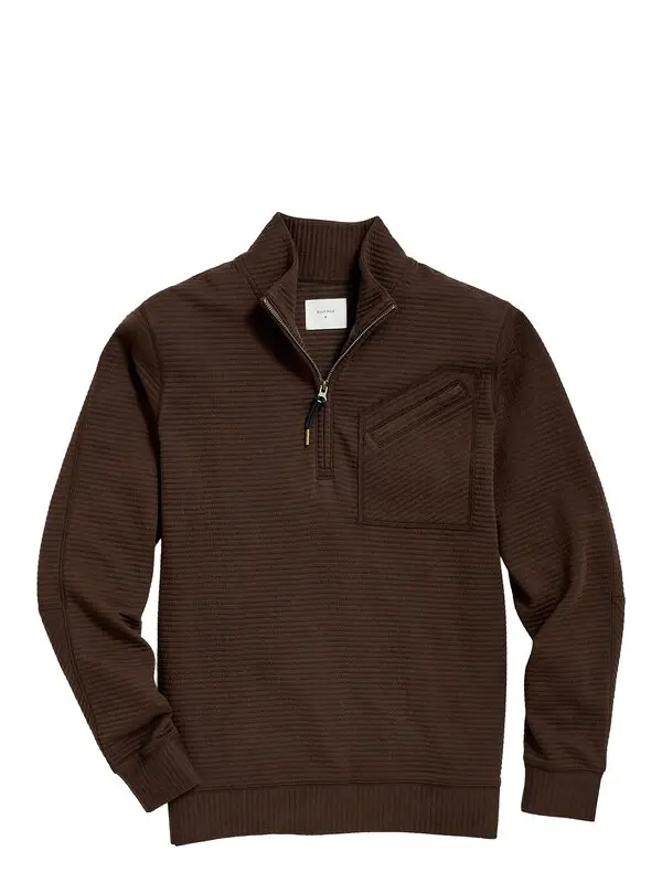 Billy Reid Quilted Half Zip With Chest Pocket - Brown