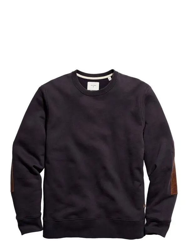 Billy Reid Dover Sweatshirt With Distressed Leather Elbow Patches - Black