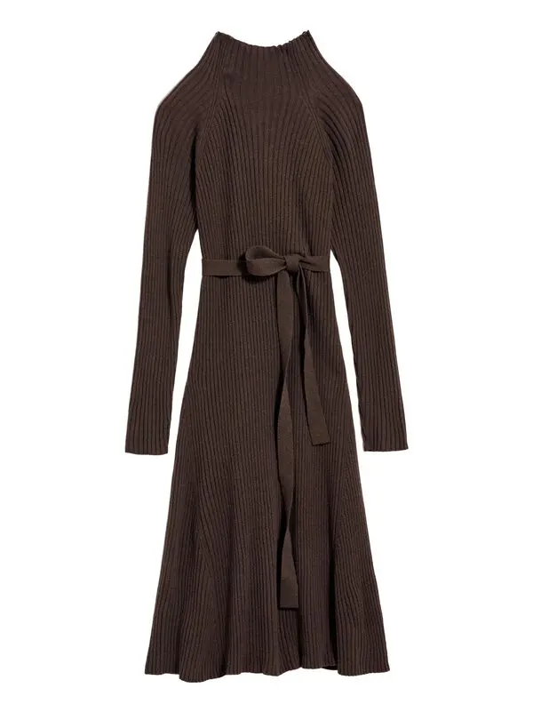 Billy Reid Ribbed Merino Wool Turtleneck Sweater Dress - Coffee Bean
