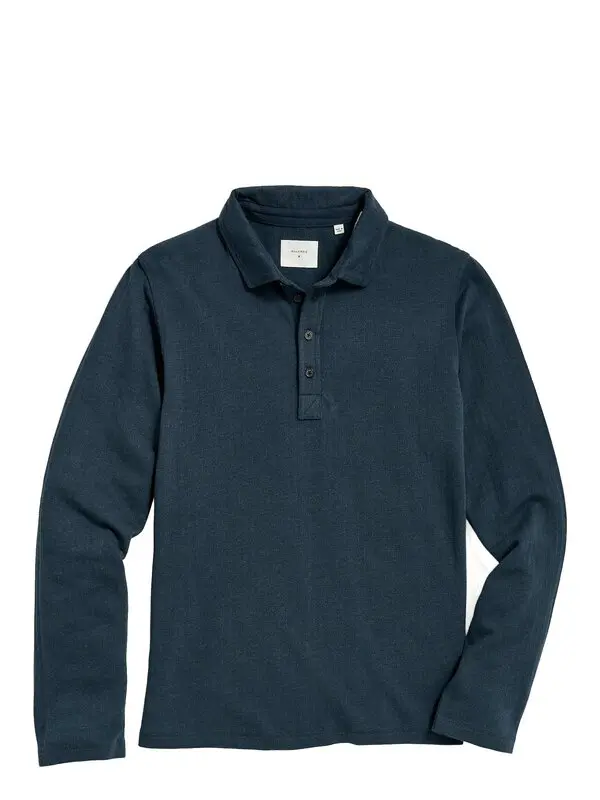 Billy Reid Long-sleeve Herringbone Polo - Navy