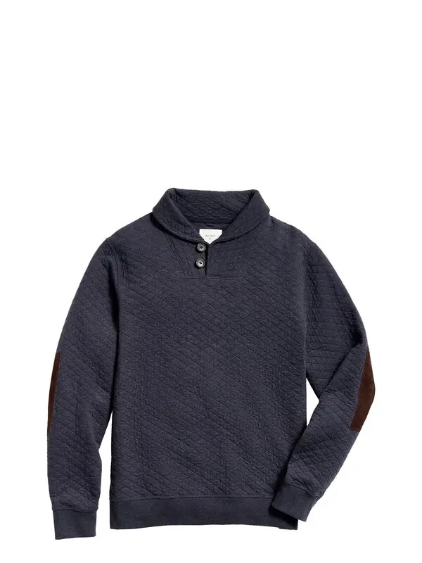 Billy Reid Diamond Quilted Shawl Collar Sweatshirt - Navy