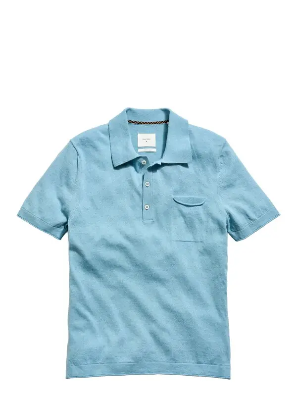 Billy Reid Cotton Linen Sweater Polo - Blue