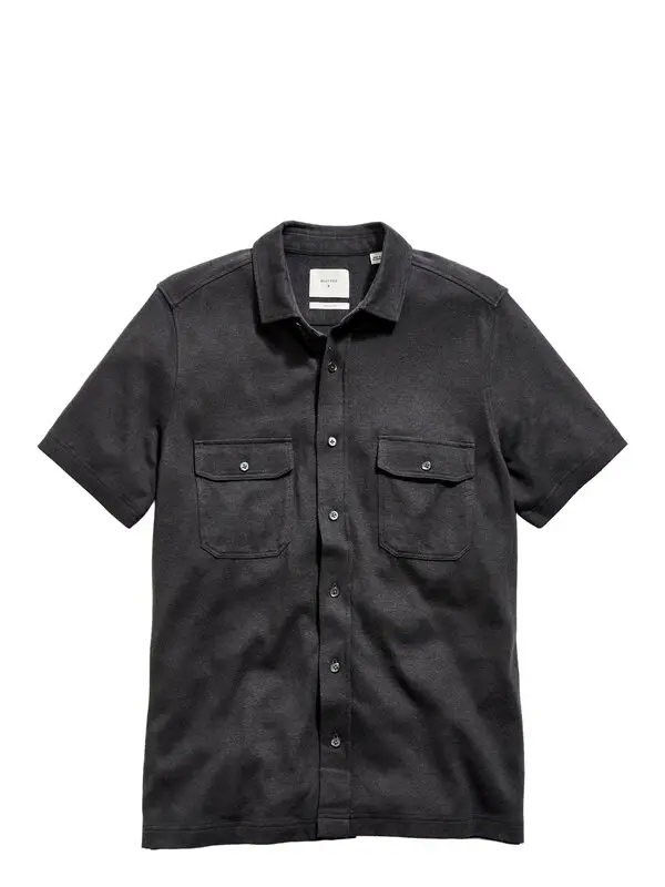 Billy Reid Short Sleeve Hemp Cotton Knit Shirt - Asphalt