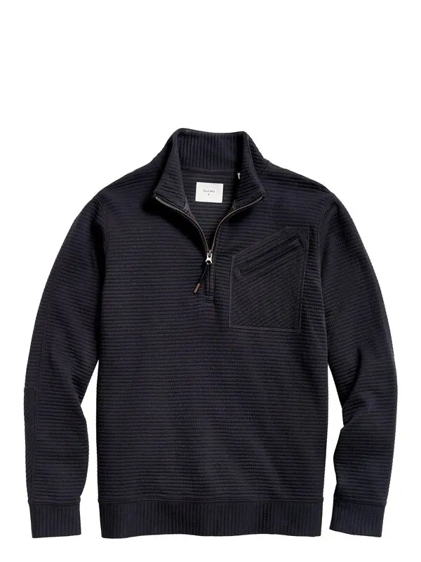 Billy Reid Quilted Half Zip With Asymmetric Pocket - Navy