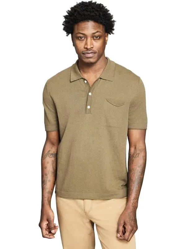 Billy Reid Cotton Linen Sweater Polo - Green