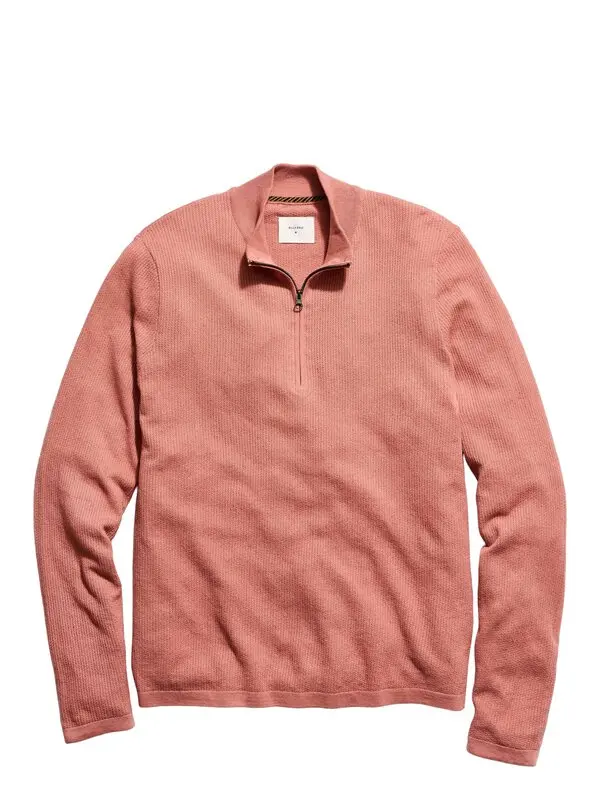 Billy Reid Fine Gauge Textured Half Zip Sweater - Salmon