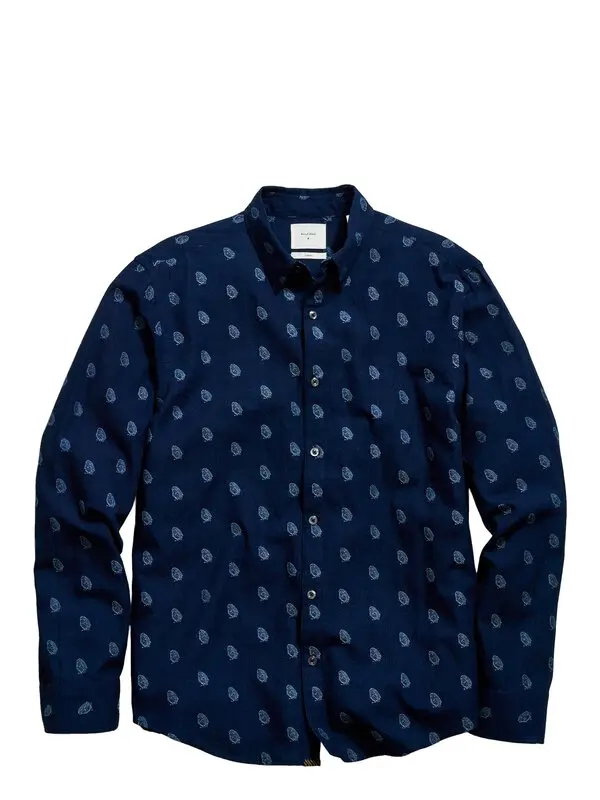 Billy Reid Pelican Paisley Jacquard Wilson Shirt - Blue
