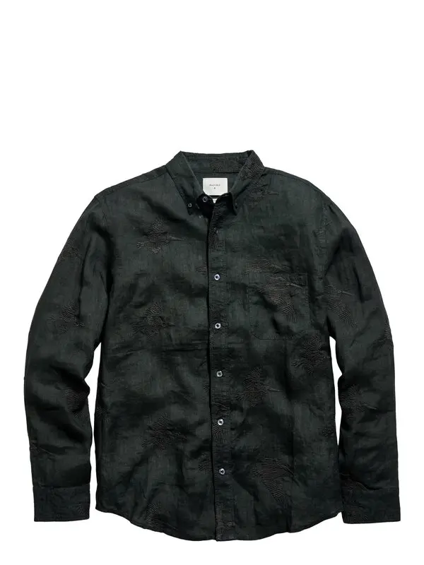 Billy Reid Embroidered Pelican Tuscumbia Shirt Button Down - Peat