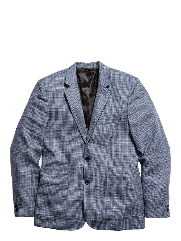 Billy Reid Micro Plaid Silk Wool Walton Jacket - Blue