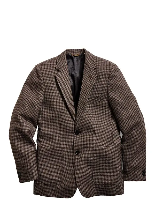 Billy Reid Virgin Wool Melange Houndstooth Walton Jacket - Brown Multi