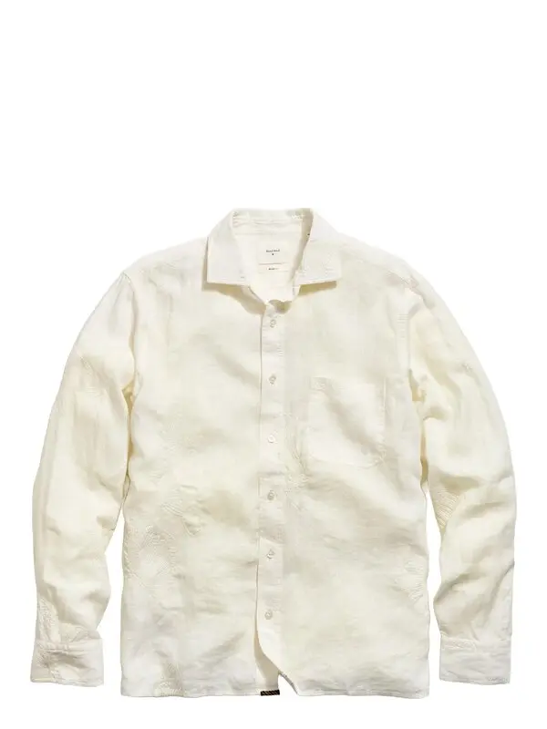 Billy Reid Long Sleeve Embroidered Treme Shirt - Cream