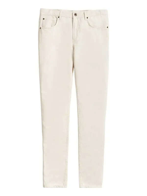 Billy Reid Cotton Linen 5-pocket Slim Fit Trousers - Cream