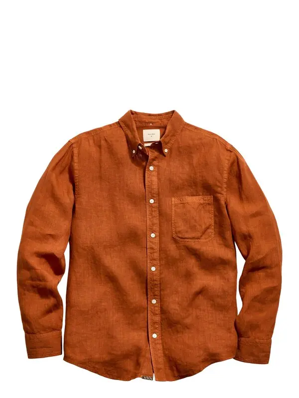 Billy Reid Tuscumbia Linen Shirt Button Down - Umber