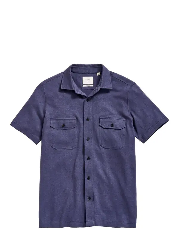 Billy Reid Short Sleeve Hemp Cotton Knit Shirt - Navy