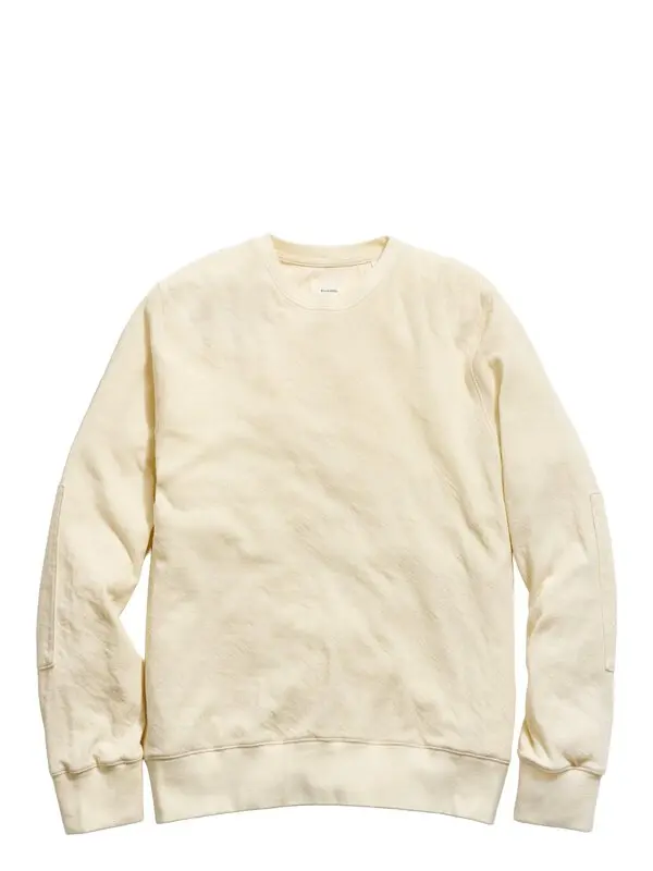 Billy Reid Crinkle Knit Crewneck With Self-fabric Elbow Patches - White