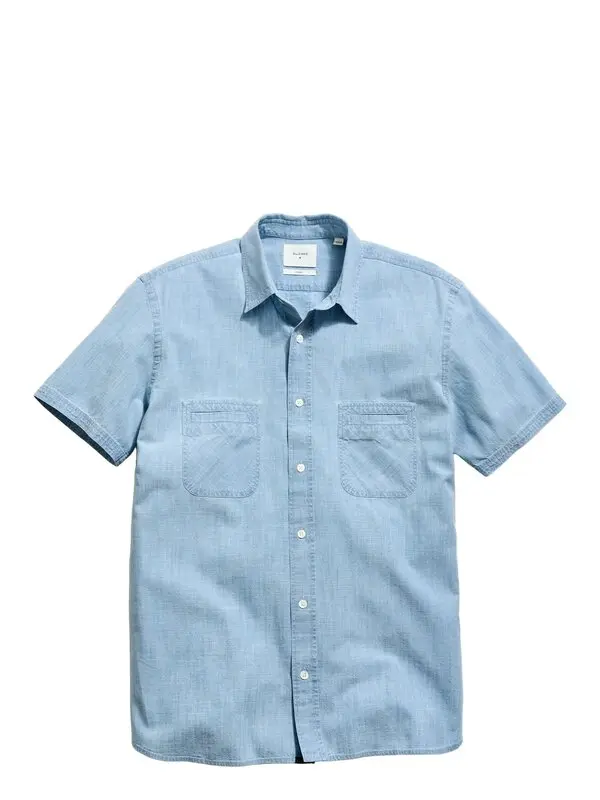 Billy Reid Short Sleeve Chambray Donelson Shirt - Light Chambray