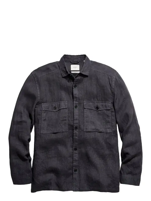 Billy Reid Linen Carpenter Overshirt - Asphalt