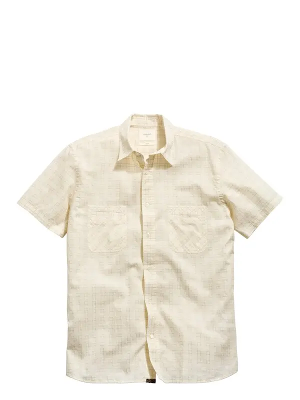 Billy Reid Short Sleeve Corded Plaid Donelson Shirt - Tinted White Multi