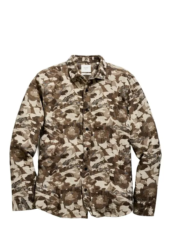 Billy Reid Camellia Jacquard Cedar Shirt - Green Multi