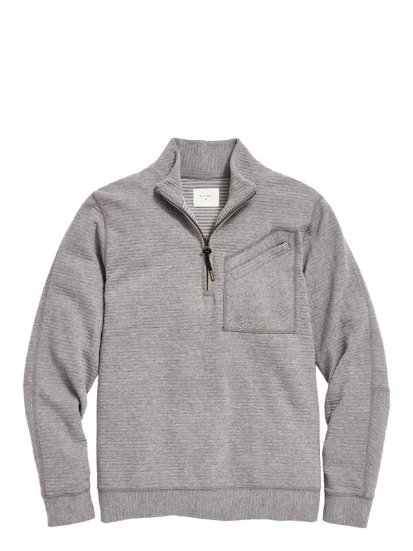 Billy Reid Quilted Half Zip Pullover - Grey