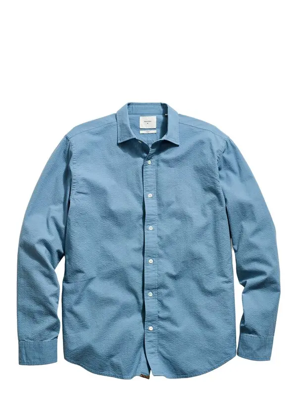 Billy Reid Seersucker Cedar Shirt - Blue