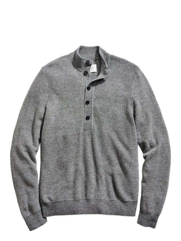 Billy Reid Button Placket Twill Pullover - Charcoal Multi
