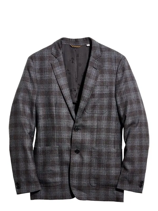 Billy Reid Virgin Wool Shadow Plaid Archie Jacket - Charcoal Multi