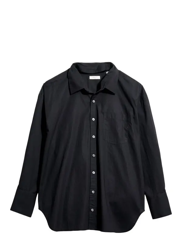 Billy Reid Cotton Poplin Dolman Sleeve Shirt With Detachable Collar - Black