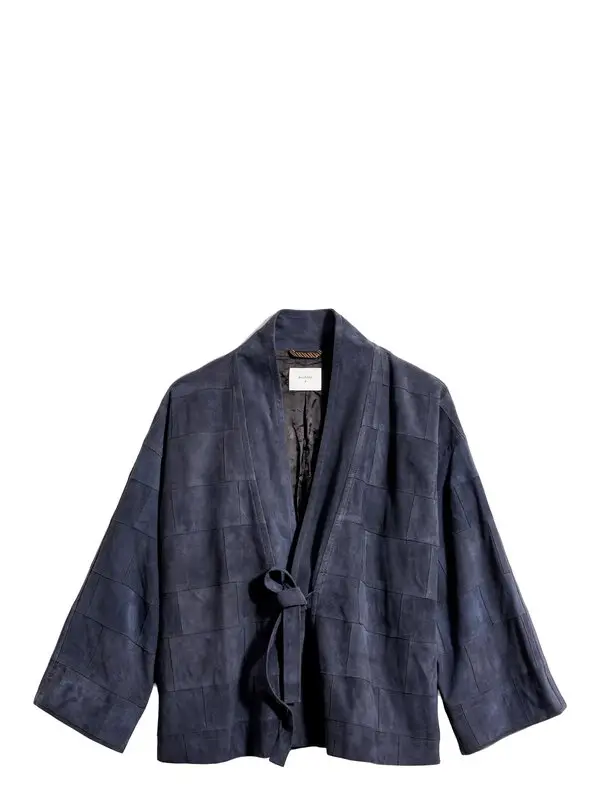 Billy Reid Patchwork Garment-dyed Suede Jacket - Navy