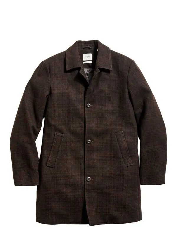 Billy Reid Cooper Plaid Wool Blend Overcoat - Brown Multi