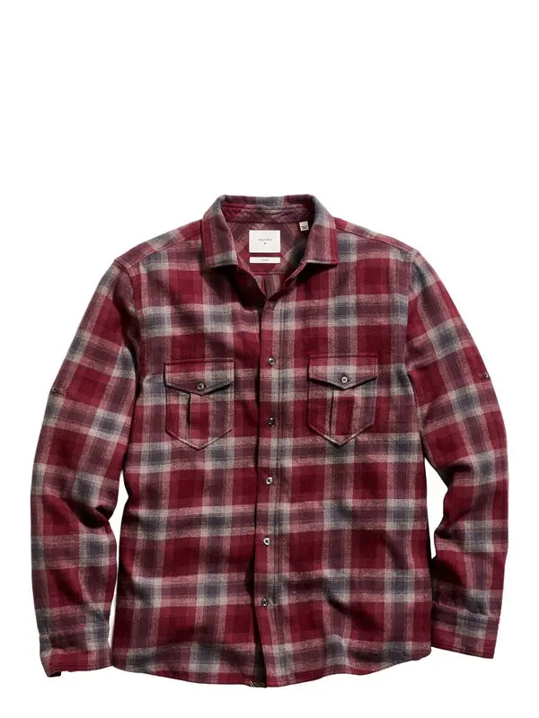 Billy Reid Brushed Bold Plaid Scout Shirt - Syrah Multi