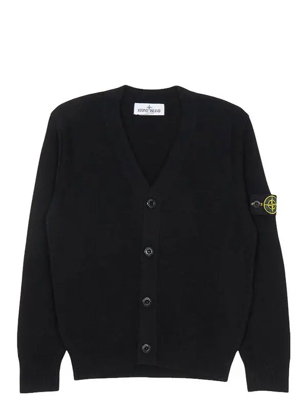 Stone Island Long-sleeved Knitted Cardigan - Black