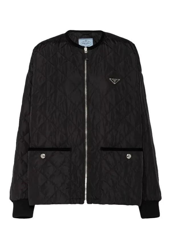 Prada Quilted Corduroy-trim Jacket - Black