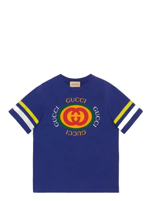 Gucci Vintage Logo Printed Crewneck T-shirt - Blue