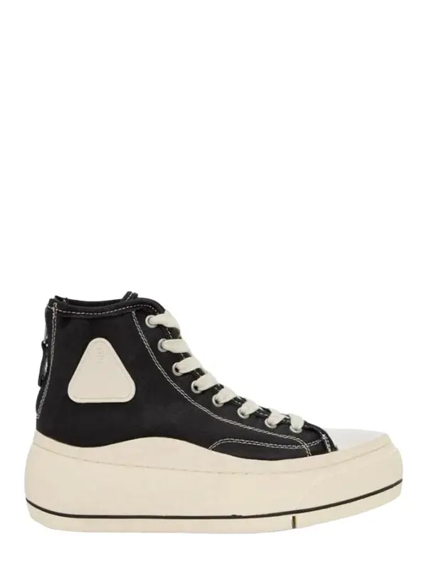 R13 High-top Leisure Sneakers With Contrast Stitching - Black