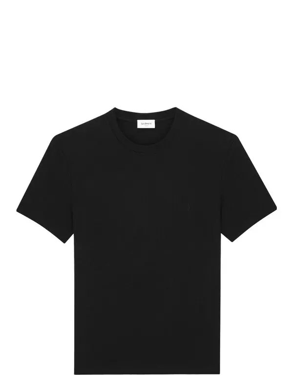 Saint Laurent Cassandre Ribbed T-shirt - Black