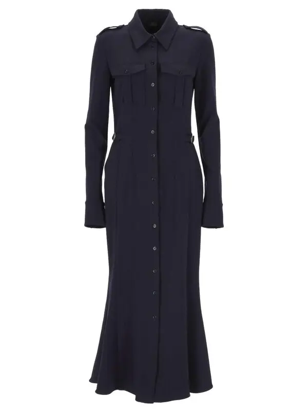 MUGLER Military Shirt Dress - Navy